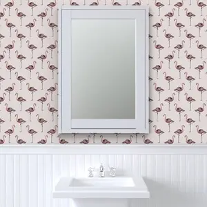 Spoonflower Flamingo Pug Custom Removable Wallpaper