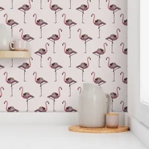 Spoonflower Flamingo Pug Custom Removable Wallpaper