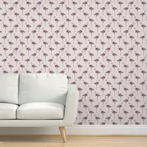 Spoonflower Flamingo Pug Custom Removable Wallpaper