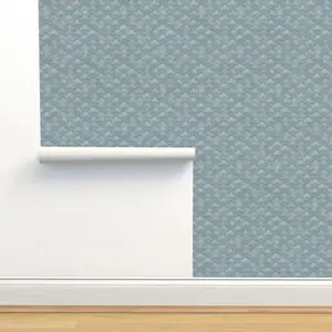 Spoonflower Light Blue And Silver Geometric Deco 100% Natural Sisal Grasscloth Wallcovering