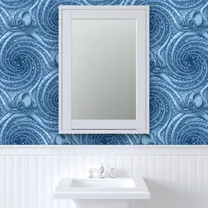 Spoonflower Comics Spiral Squid Ocean Octopus Cthulhu Traditional Wallpaper