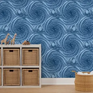 Spoonflower Comics Spiral Squid Ocean Octopus Cthulhu Traditional Wallpaper