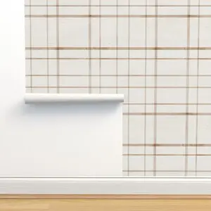 Spoonflower And White Plaid 100% Natural Sisal Grasscloth Wallcovering