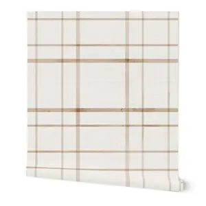 Spoonflower And White Plaid 100% Natural Sisal Grasscloth Wallcovering