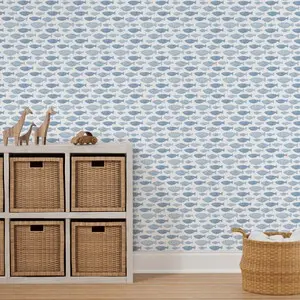 Spoonflower Watercolor Fish Sea Ocean Animals Custom Pre-pasted Wallpaper