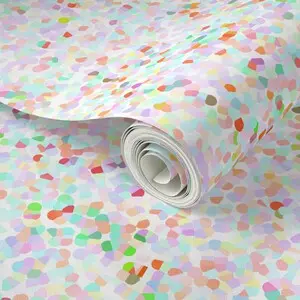 Spoonflower Modern Dots Party Polka Dot Celebration Confetti Custom Pre-pasted Wallpaper - Green,brown,pink