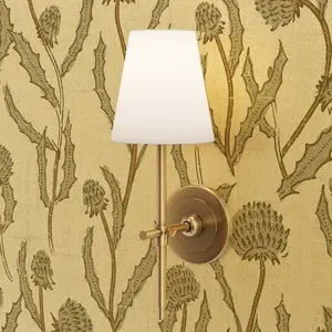 Spoonflower Flower Vintage Stripe Floral Neutral Texture Linen 100% Natural Sisal Grasscloth Wallcovering
