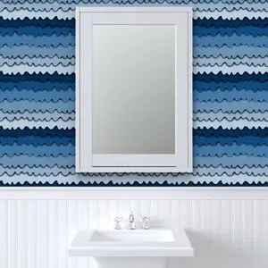 Spoonflower Water Abstract Decor Waves Sea Custom Pre-pasted Wallpaper