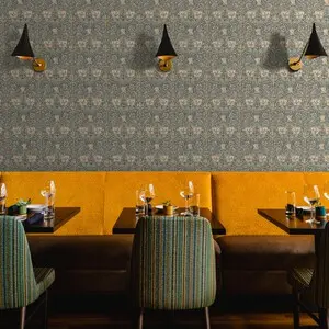 Spoonflower William Morris Honeysuckle Medium Custom Removable Wallpaper - Gray