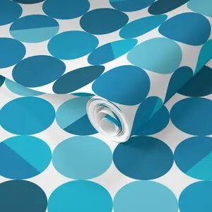 Spoonflower Retro Circles Modern Cool Lampshade Custom Pre-pasted Wallpaper - Blue