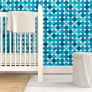 Spoonflower Retro Circles Modern Cool Lampshade Custom Pre-pasted Wallpaper