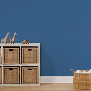 Spoonflower Herringbone Tweed Denim Texture Faux Custom Removable Wallpaper - Blue