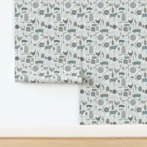 Spoonflower Round Horizontal Modern Farmhouse Farm Fresh Tea Custom Removable Wallpaper