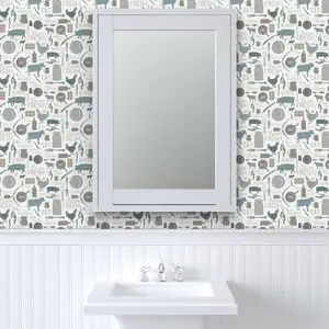 Spoonflower Round Horizontal Modern Farmhouse Farm Fresh Tea Custom Removable Wallpaper