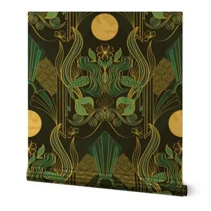Spoonflower Mermaid In Moonlight Custom Pre-pasted Wallpaper