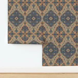 Spoonflower Victorian Damask Islamic Persian Turkish Custom Pre-pasted Wallpaper