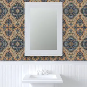 Spoonflower Victorian Damask Islamic Persian Turkish Custom Pre-pasted Wallpaper