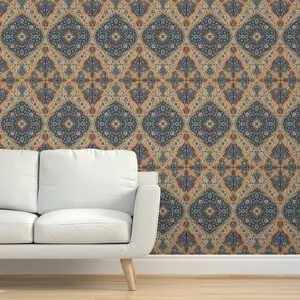 Spoonflower Victorian Damask Islamic Persian Turkish Custom Pre-pasted Wallpaper