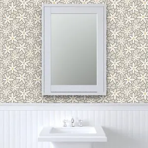 Spoonflower Lily Lilies Taupe Brenda Zapotosky Floral Flower Custom Pre-pasted Wallpaper - Gray