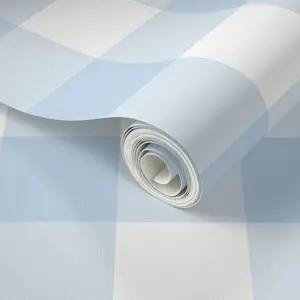 Spoonflower Fashion Soft Blue Multi Directional Gingham Check Traditional Wallpaper - Blue,gray