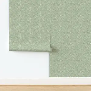 Spoonflower Classics Greek Roses Sage William Morris Traditional Wallpaper