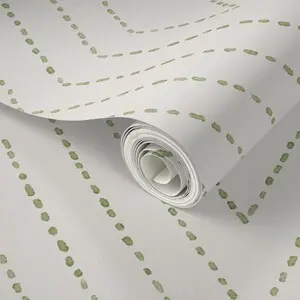 Spoonflower Cream Olive Diamond Green Geo Geometric Modern Custom Removable Wallpaper - White,green,gray