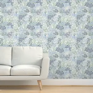 Spoonflower Wallpaper Botanical Meadow Flowers Summer Custom Pre-pasted Wallpaper