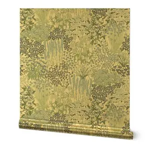 Spoonflower Wallpaper Botanical Meadow Flowers Summer Custom Pre-pasted Wallpaper