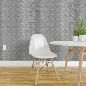 Spoonflower Starry Geometric Star G Grey Silver Painte Custom Removable Wallpaper
