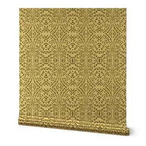 Spoonflower Vintage Modern Geometric Geo Linen French Rustic Custom Pre-pasted Wallpaper