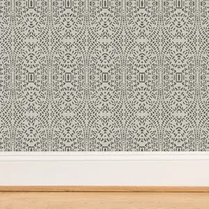 Spoonflower Vintage Modern Geometric Geo Linen French Rustic Custom Pre-pasted Wallpaper