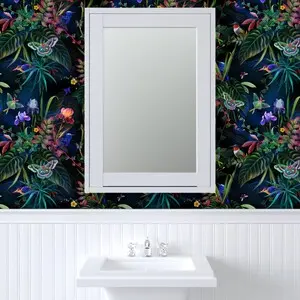 Spoonflower Butterflies Birds Wallpaper Hummingbirds Jungle 100% Natural Sisal Grasscloth Wallcovering