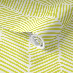 Spoonflower Yellow Chevron Lemon Arrows Chartreuse And White Traditional Wallpaper Yellow,green,beige