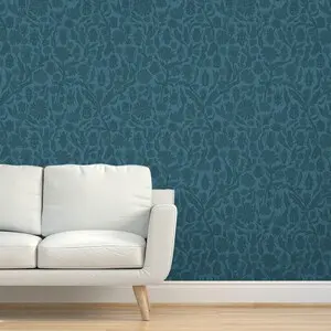 Spoonflower Garden Inspired Block Print Daisies Flowers Spring Custom Removable Wallpaper