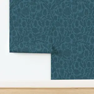 Spoonflower Garden Inspired Block Print Daisies Flowers Spring Custom Removable Wallpaper