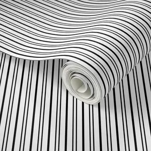 Spoonflower Striped Black Pinstripe White Classic Business Traditional Wallpaper - Black,white,gray