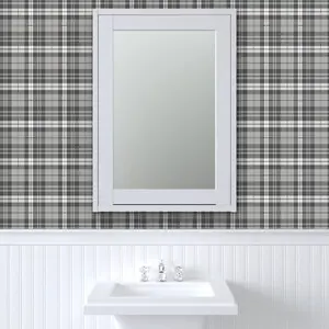 Spoonflower Plaid Grey Winter Monochrome Little Arrow Fall Custom Removable Wallpaper