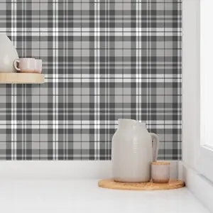Spoonflower Plaid Grey Winter Monochrome Little Arrow Fall Custom Removable Wallpaper
