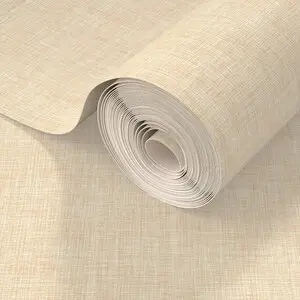 Spoonflower Blush Solid Peach Linen 100% Natural Sisal Grasscloth Wallcovering - Pink