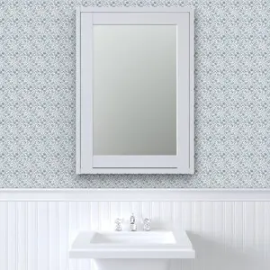 Spoonflower Ditsy White Floral Flowers Small Doll Scale Custom Pre-pasted Wallpaper