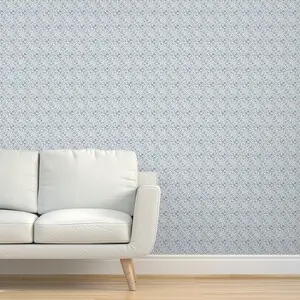 Spoonflower Ditsy White Floral Flowers Small Doll Scale Custom Pre-pasted Wallpaper