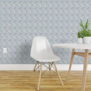 Spoonflower Ditsy White Floral Flowers Small Doll Scale Custom Pre-pasted Wallpaper