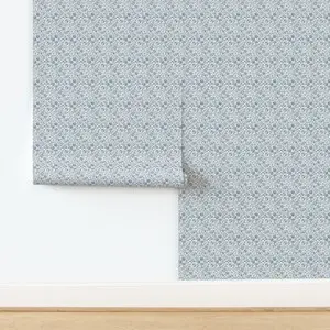 Spoonflower Ditsy White Floral Flowers Small Doll Scale Custom Pre-pasted Wallpaper