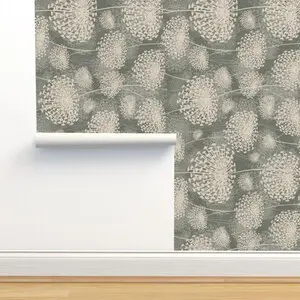 Spoonflower Vintage Dandelions Rotated 100% Natural Sisal Grasscloth Wallcovering