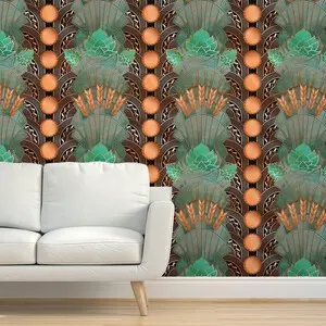 Spoonflower Deco Hops Black Beer Art Copper Custom Removable Wallpaper