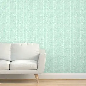 Spoonflower Arrows Large Jade Chevron Zigzag Arrow Green Traditional Wallpaper