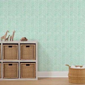 Spoonflower Arrows Large Jade Chevron Zigzag Arrow Green Traditional Wallpaper