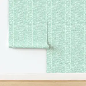 Spoonflower Arrows Large Jade Chevron Zigzag Arrow Green Traditional Wallpaper