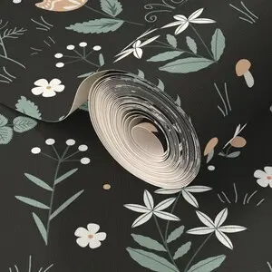 Spoonflower Meadow Herbs 100% Natural Sisal Grasscloth Wallcovering - Gray,grey