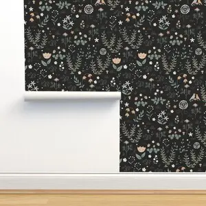 Spoonflower Meadow Herbs 100% Natural Sisal Grasscloth Wallcovering